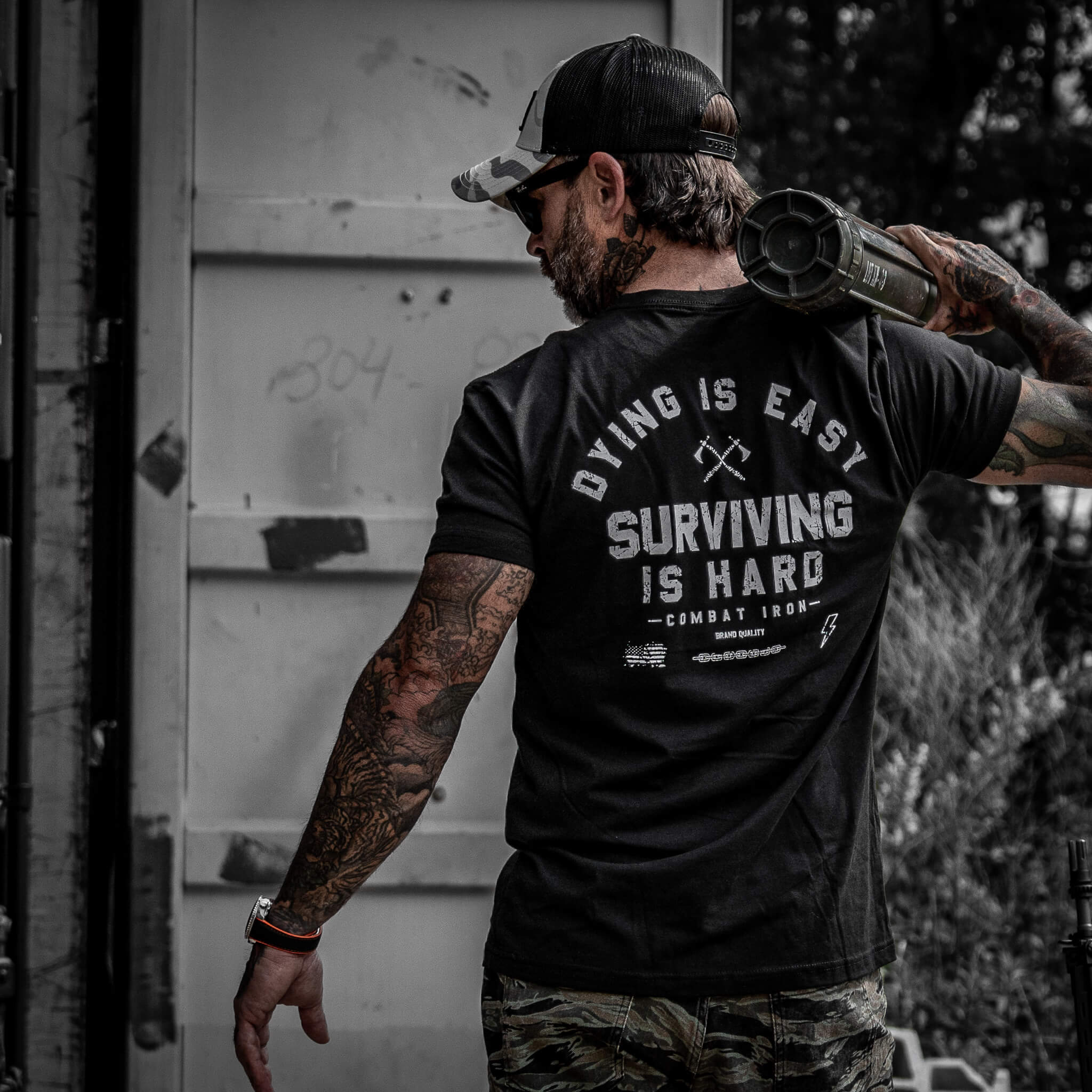 Dying is Easy. Surviving Is Hard Men's T-Shirt - Combat Iron Apparel C