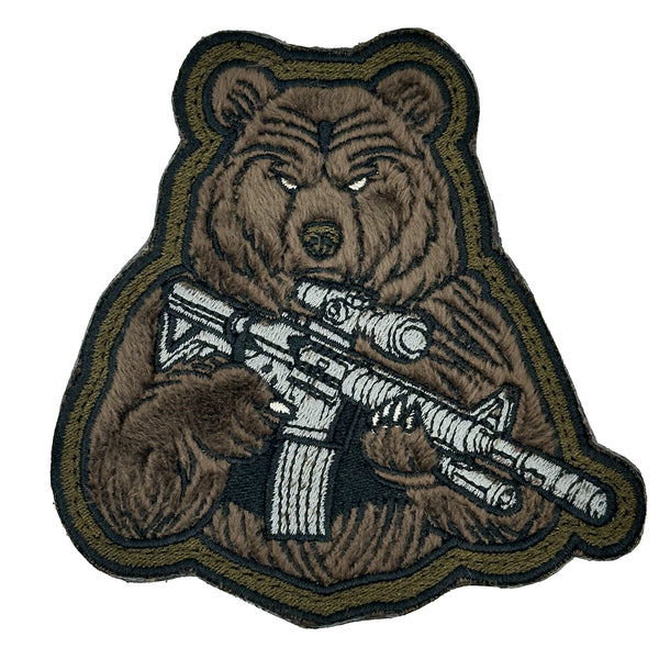Fuzzy Tactical Brown Bear Embroidered Patch - 3.75 inch - The Right To