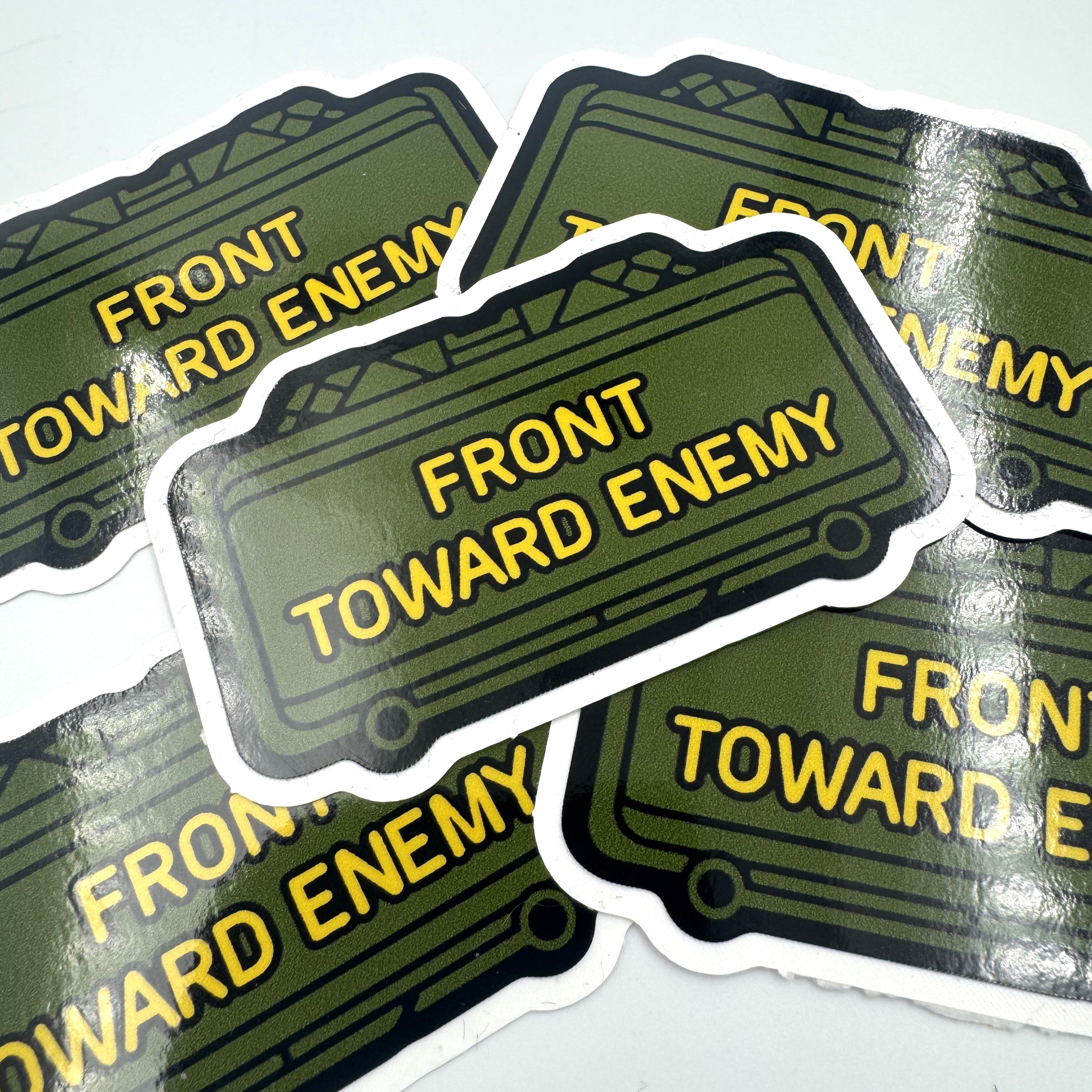 STICKER - The Clacker Claymore Mine - 'Front Toward Enemy' - 3" Sticke