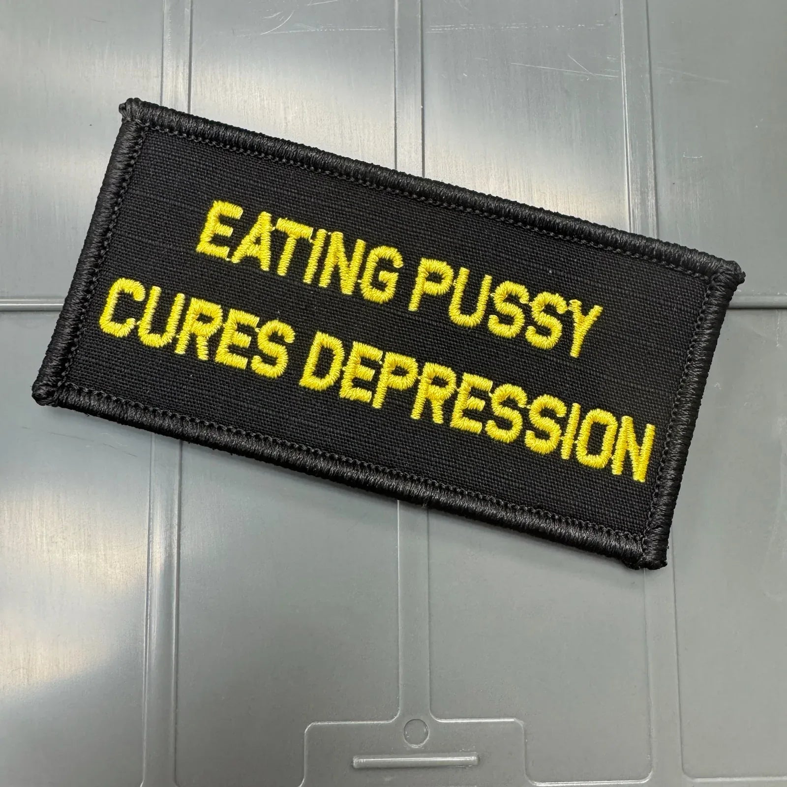 As Seen on Socials - Eating Pussy Cures Depression - 2x4 Patch - Black