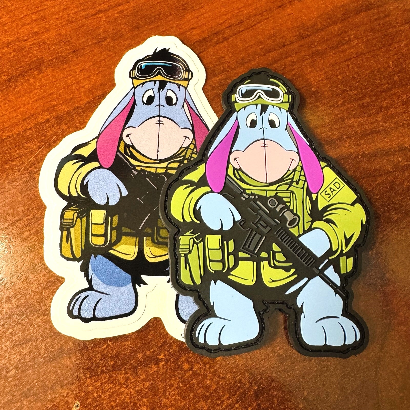 Eeyore AR - SAD - Tactical Pooh Squad - PVC Patch and Sticker Combo